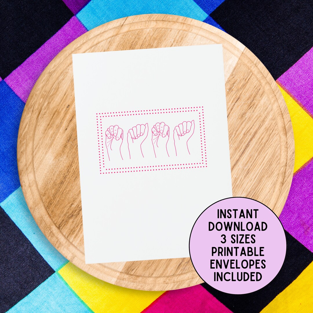 Pink ASL Mama Printable Card, DIGITAL PDF, Mother's Day Card, Card for ...