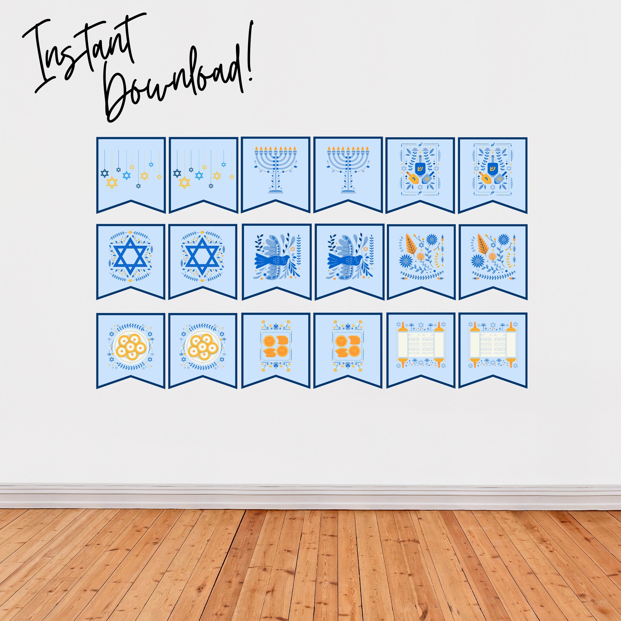 Hanukkah Printable PDF Banner, Hanukkah Party Decor, Chanukah Party ...