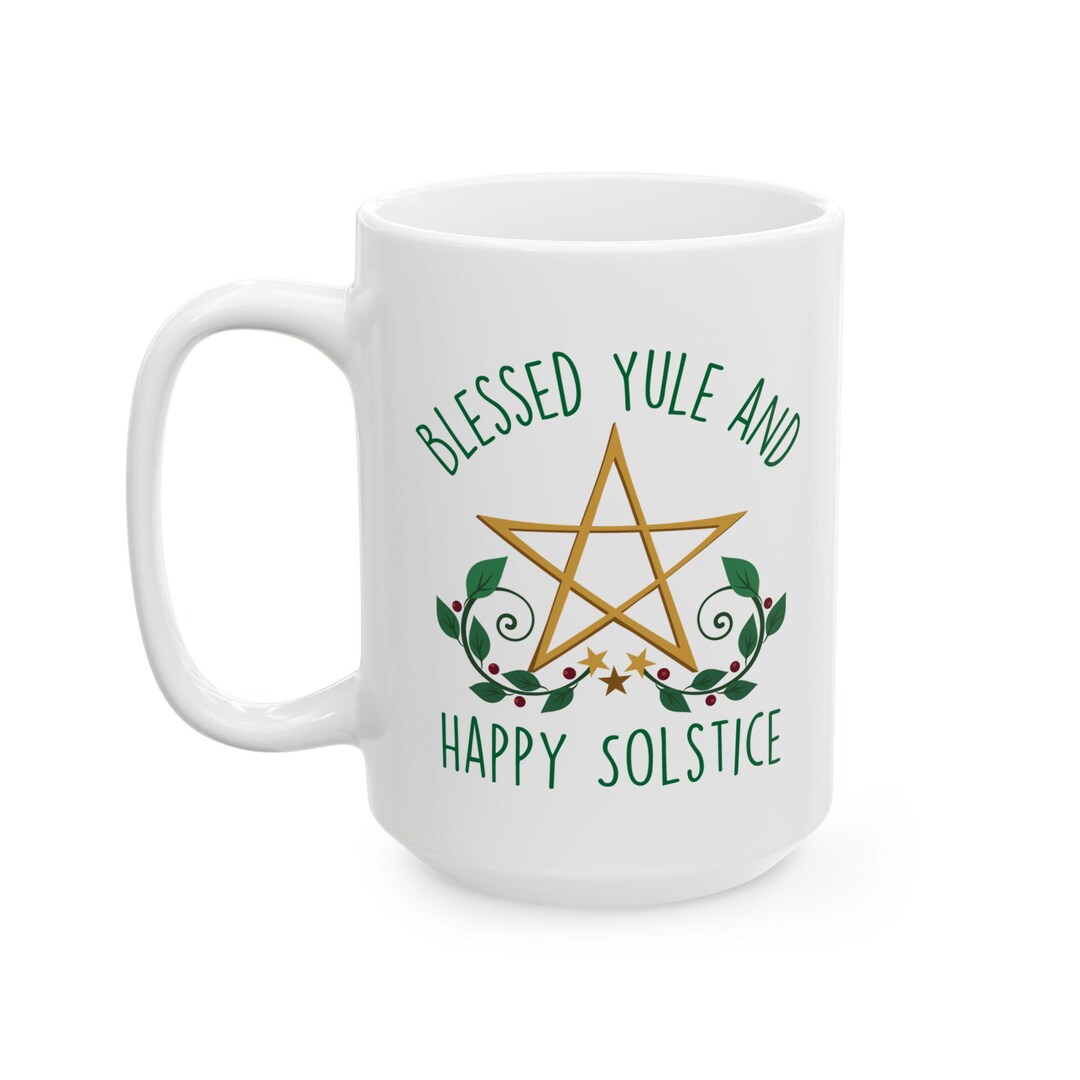 Blessed Yule and Happy Solstice Christmas Mug, FREE SHIPPING, Winter ...