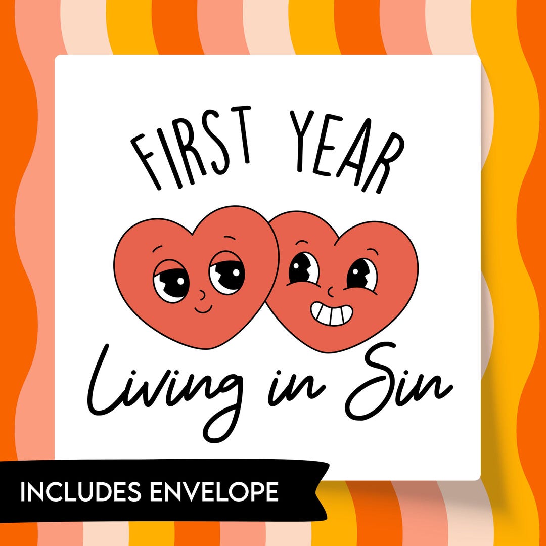 First Year Living in Sin Printable Card, DIGITAL PDF Funny Sarcastic ...