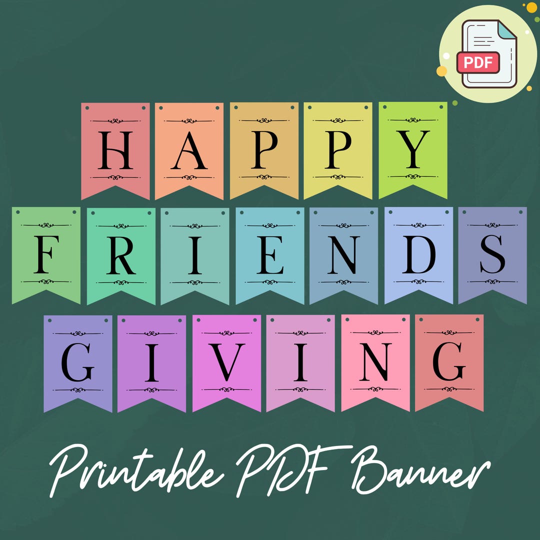 Happy Friendsgiving Rainbow Printable Banner, PDF Download, Friends ...