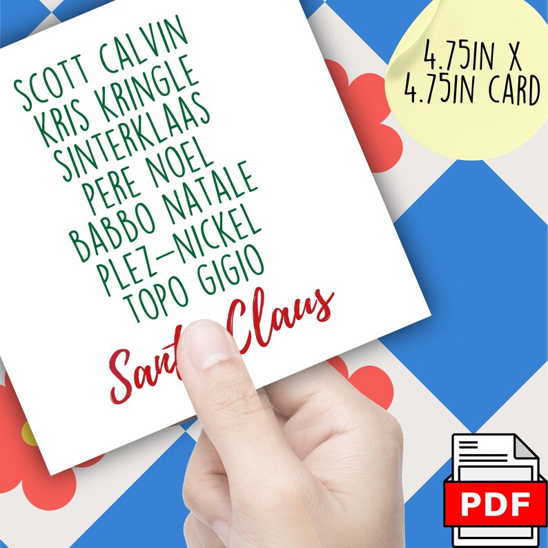 Scott Calvin Santa Claus Names Printable Card, DIGITAL PDF Funny ...