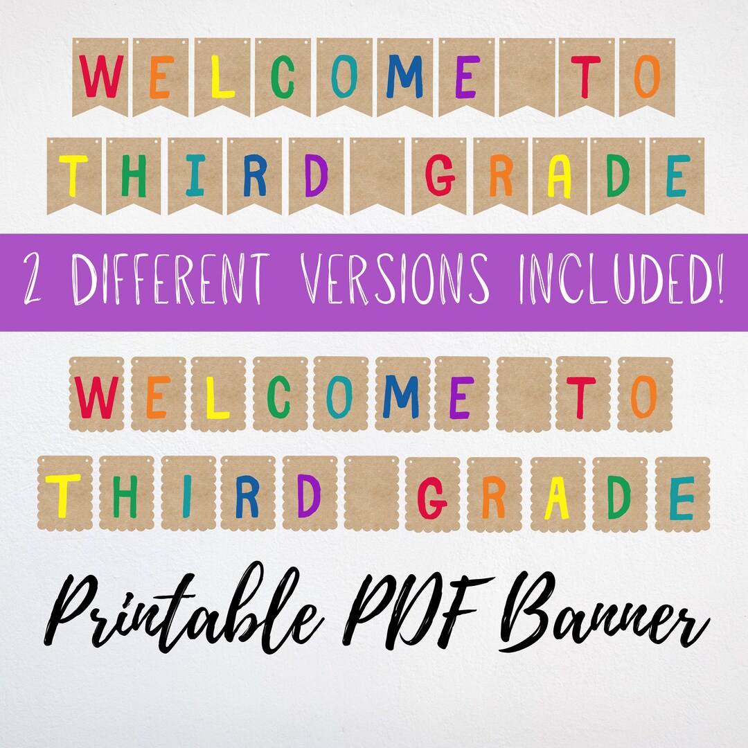 Welcome to Third Grade Printable Banner Set, Third Grade Classroom ...