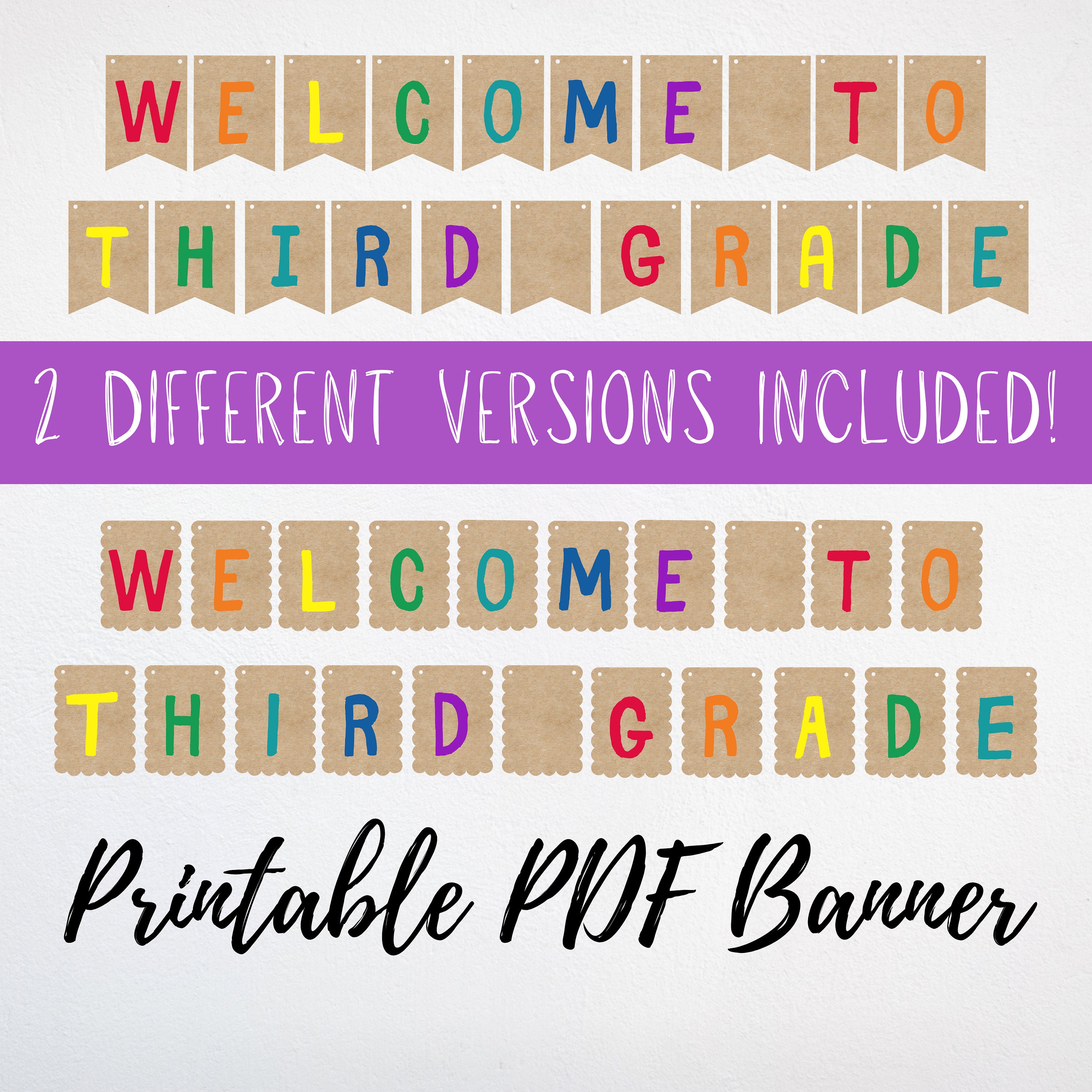 Welcome to Third Grade Printable Banner Set, Third Grade Classroom ...