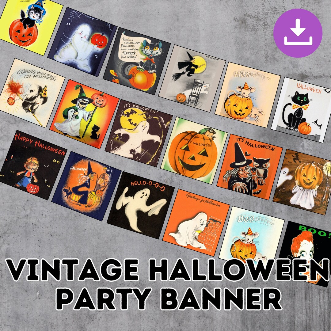 Vintage Halloween Printable Banner, PDF Download, Retro Halloween Party ...