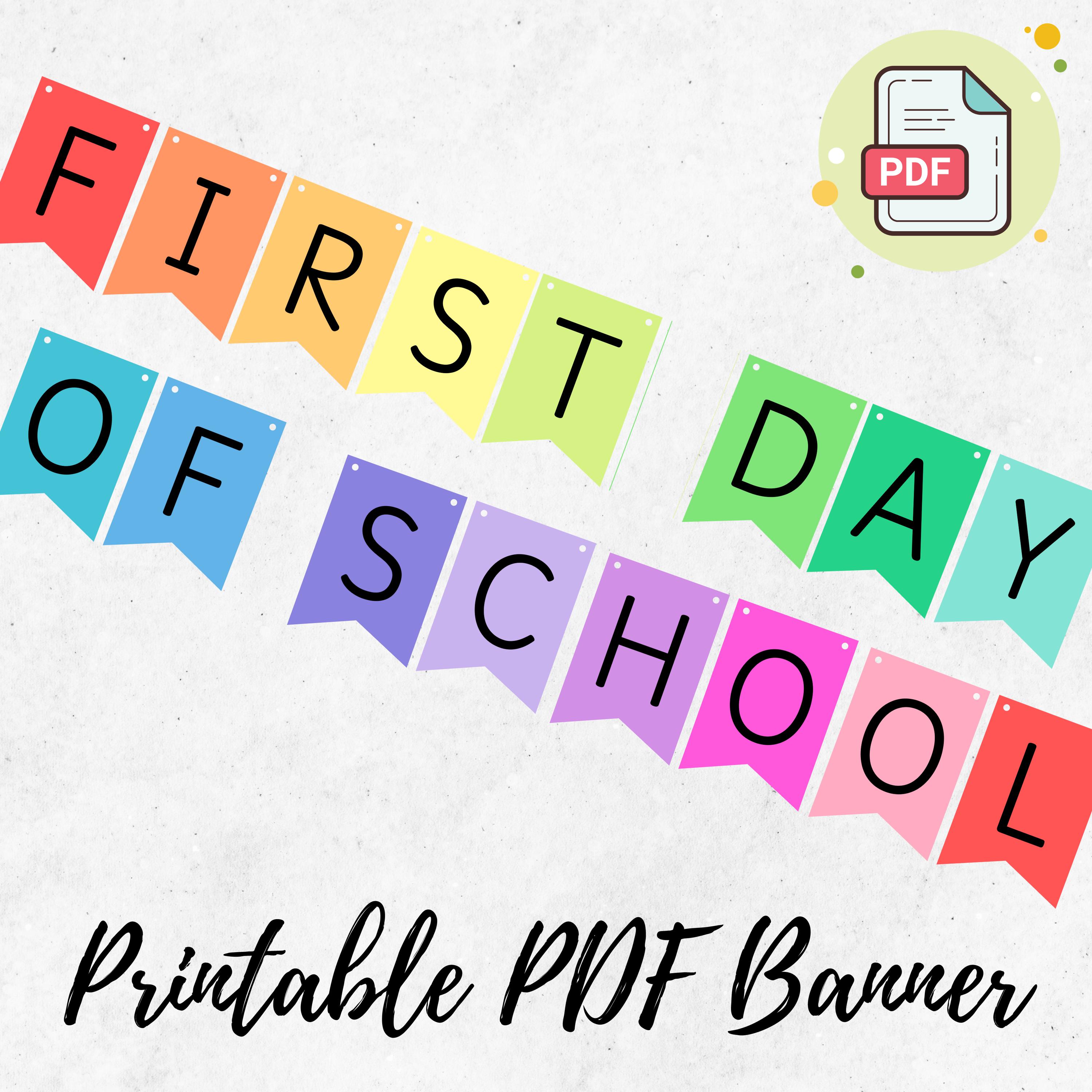 First Day of School Printable Banner Set, Elementary Grade Classroom ...