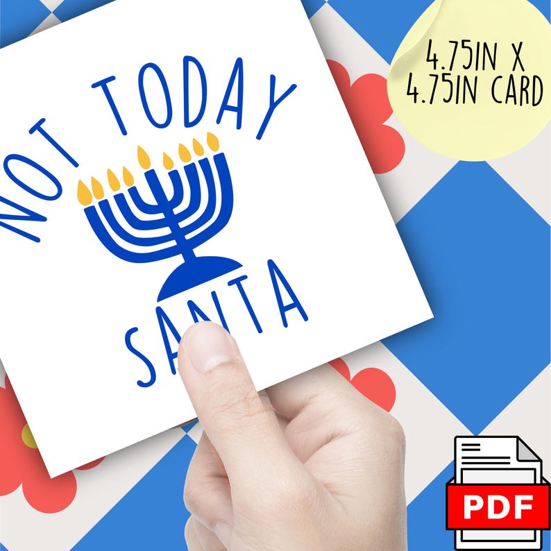 Hanukkah Not Today Santa Printable Card, DIGITAL PDF Funny Sarcastic ...