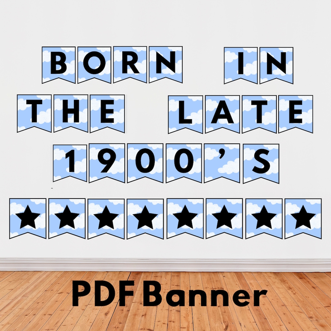 Clouds Born in the Late 1900's Printable PDF Banner, Clouds Retro ...