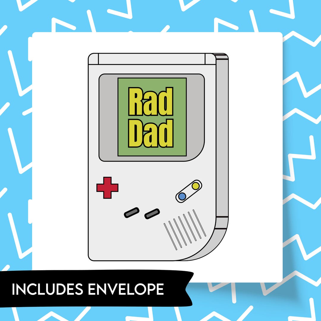 Rad Dad Printable Card, DIGITAL PDF, Funny Dad Greeting Card, Game Boy ...