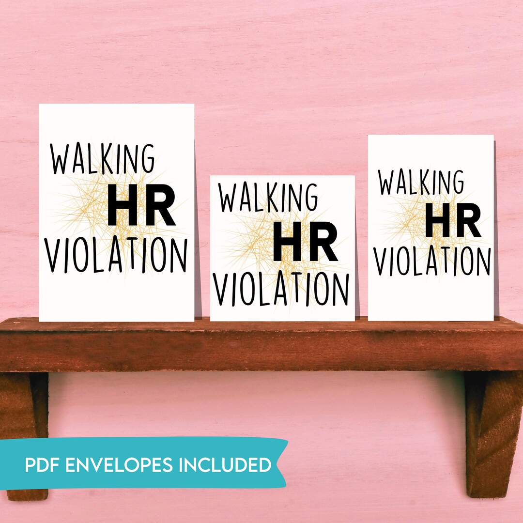 Walking HR Violation Printable Card, DIGITAL PDF, Printable Card and ...