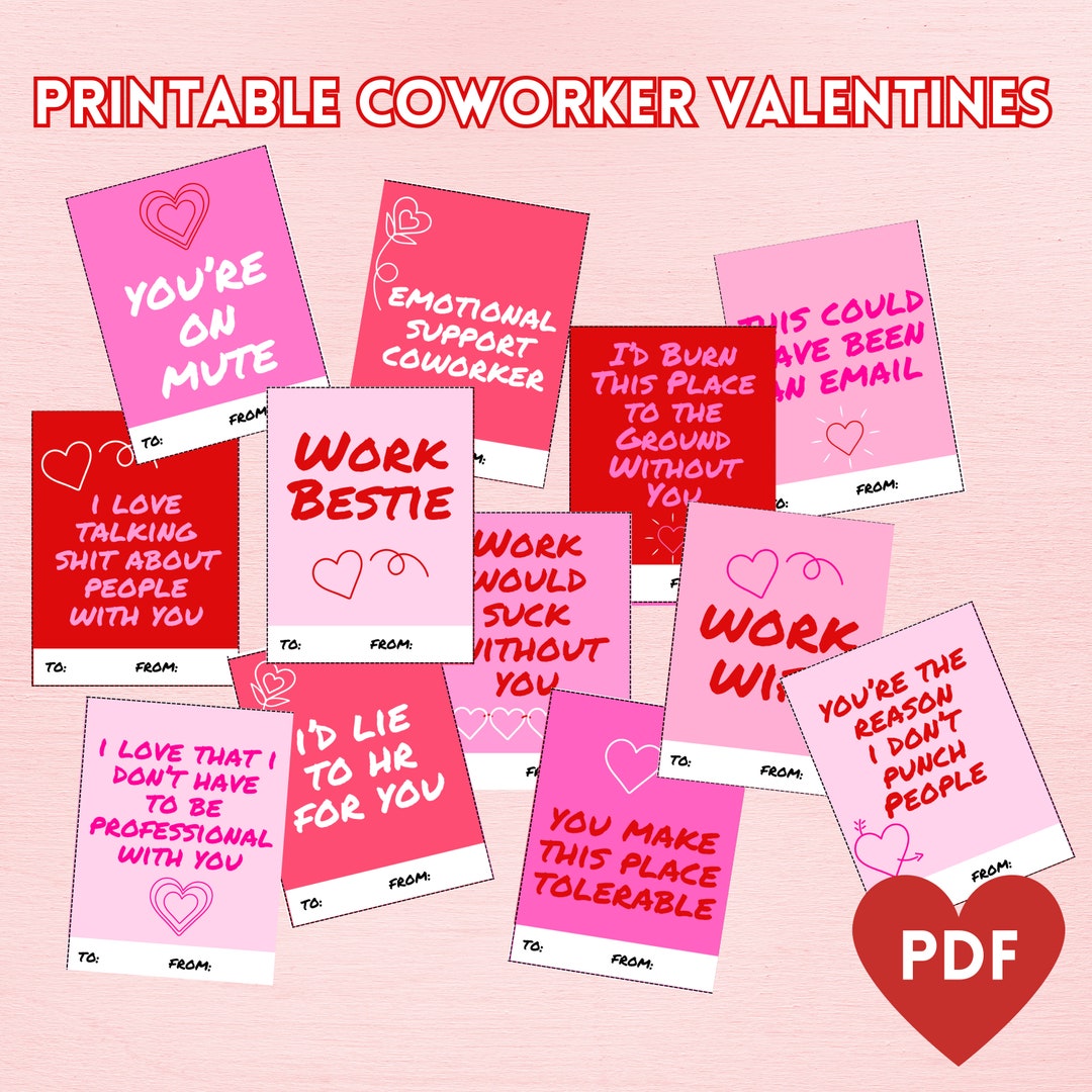 Printable PDF Coworker Valentines, DIGITAL FILE, Funny Sarcastic ...