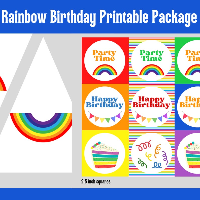 Rainbow PDF Printable Party Package Party Decor Print Set - Etsy
