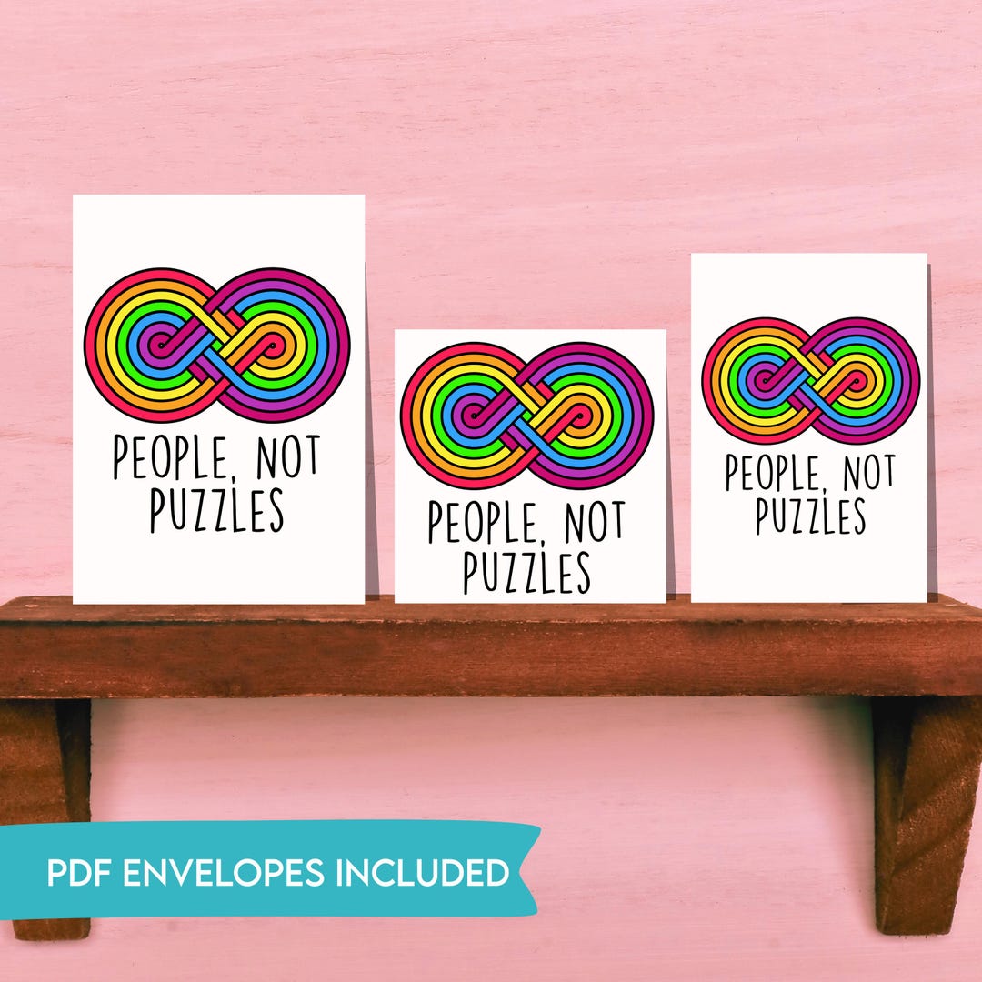 People Not Puzzles Autism Printable Card, THREE SIZES, Positive Autism ...