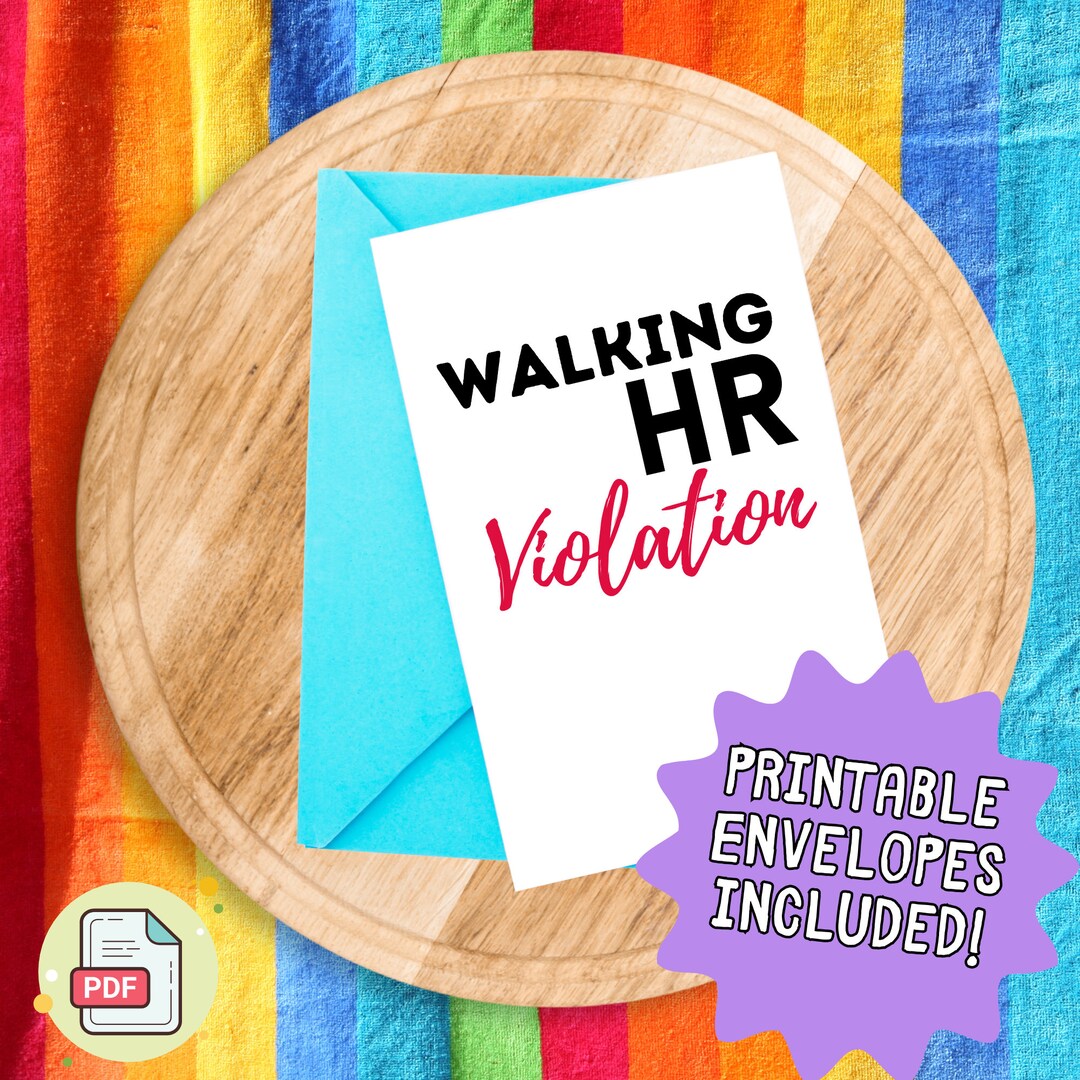 Walking HR Violation Printable Card, DIGITAL PDF, Printable Card and ...