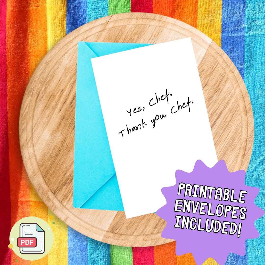 Yes Chef, Thank You Chef Printable Card, DIGITAL PDF, Chef Greeting ...