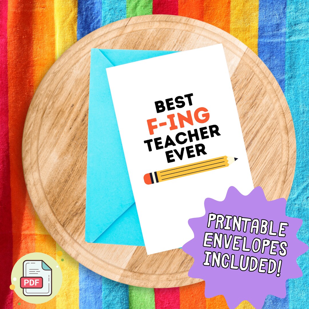 Best F-ing Teacher Ever Holiday Card, DIGITAL PDF, Printable Card ...