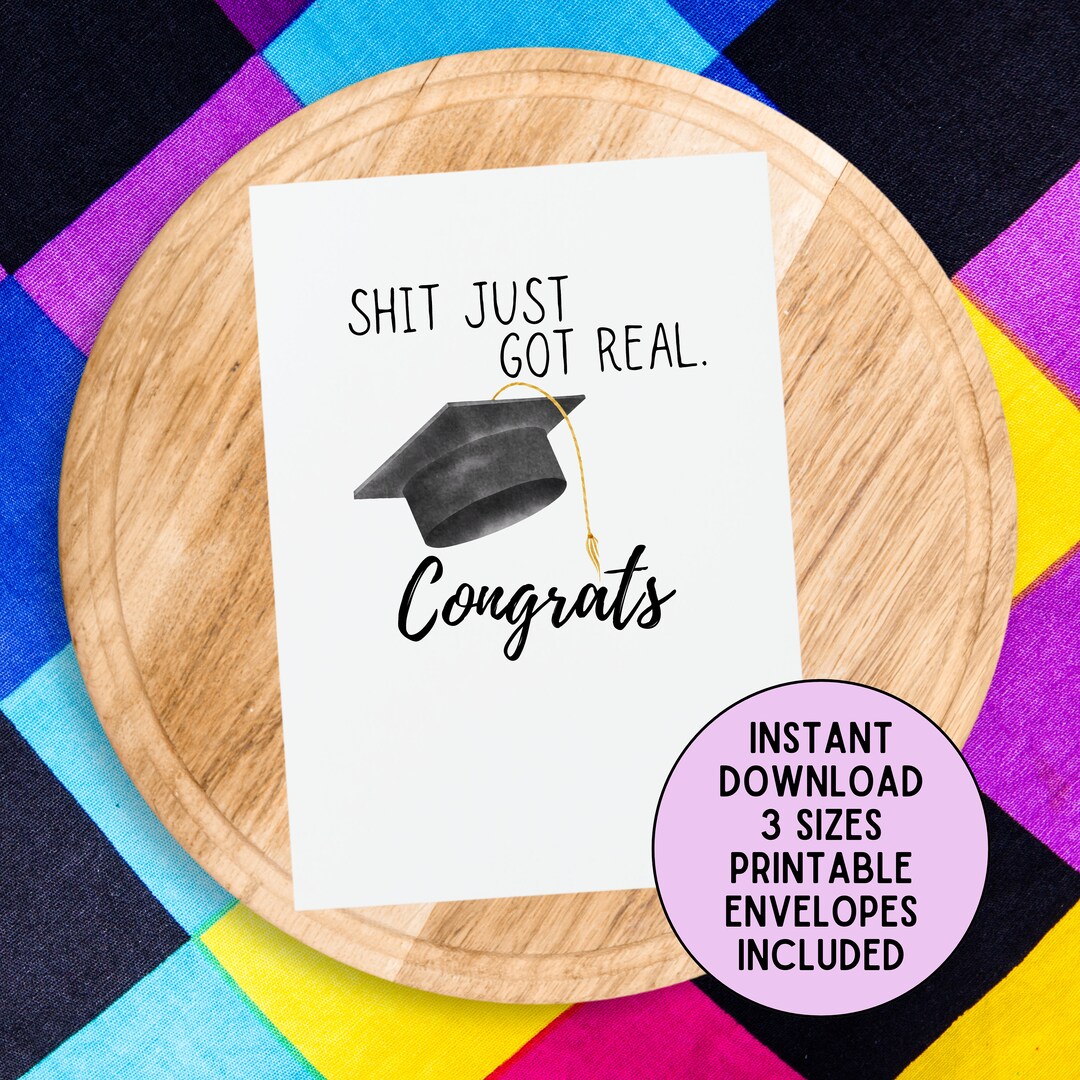 Shit Just Got Real, Congrats Printable Card, DIGITAL PDF, Printable ...
