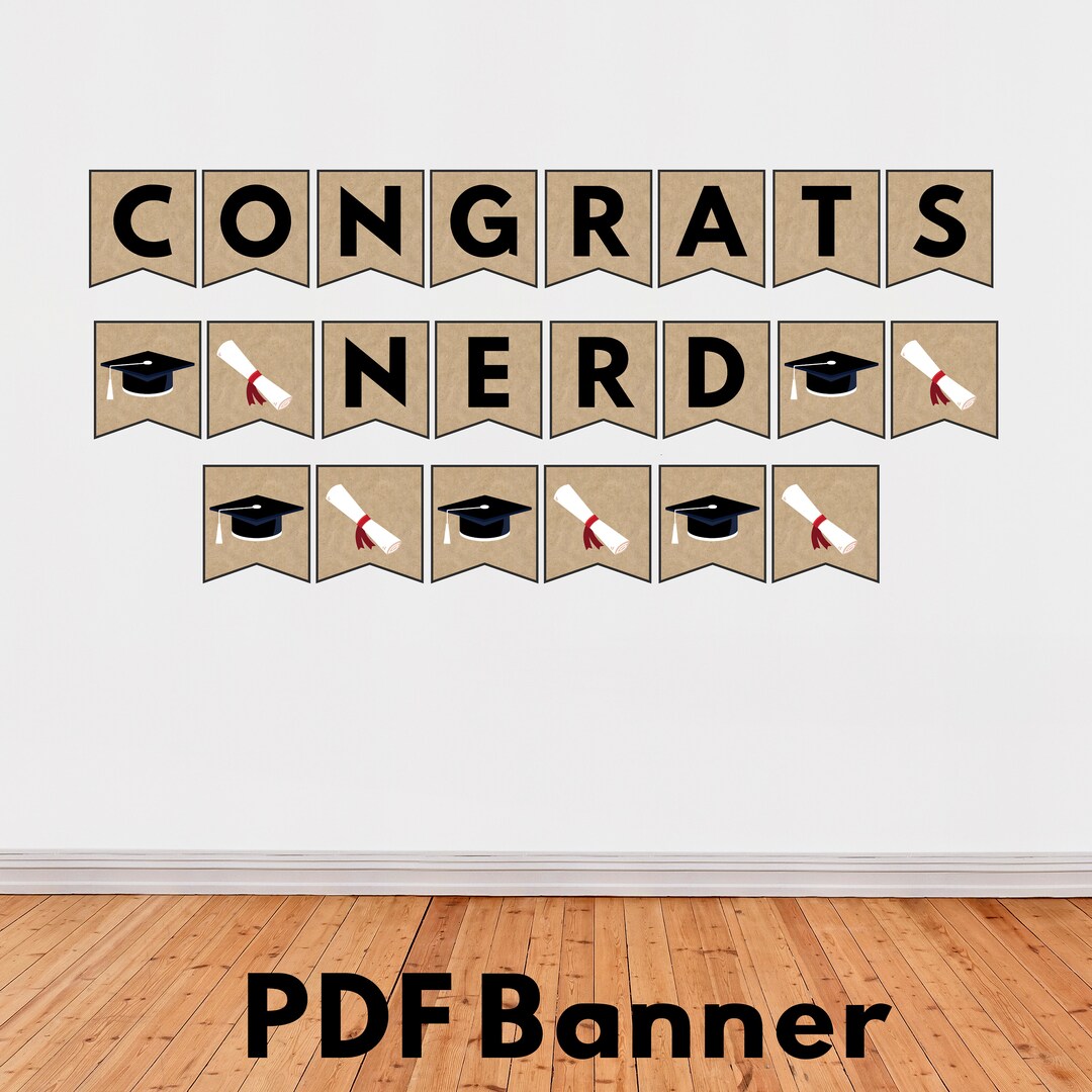 Congrats Nerd Graduation Printable PDF Pride Month Banner, Printable ...