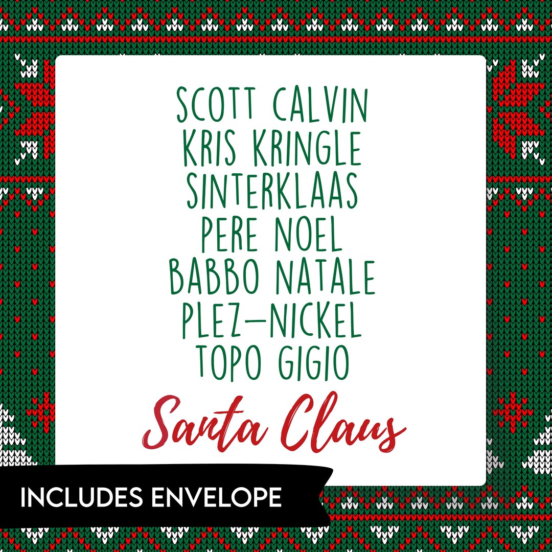 Scott Calvin Santa Claus Names Printable Card, DIGITAL PDF Funny ...