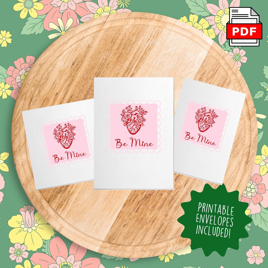 Be Mine Anatomical Heart Valentine Printable Card, DIGITAL PDF, Funny ...