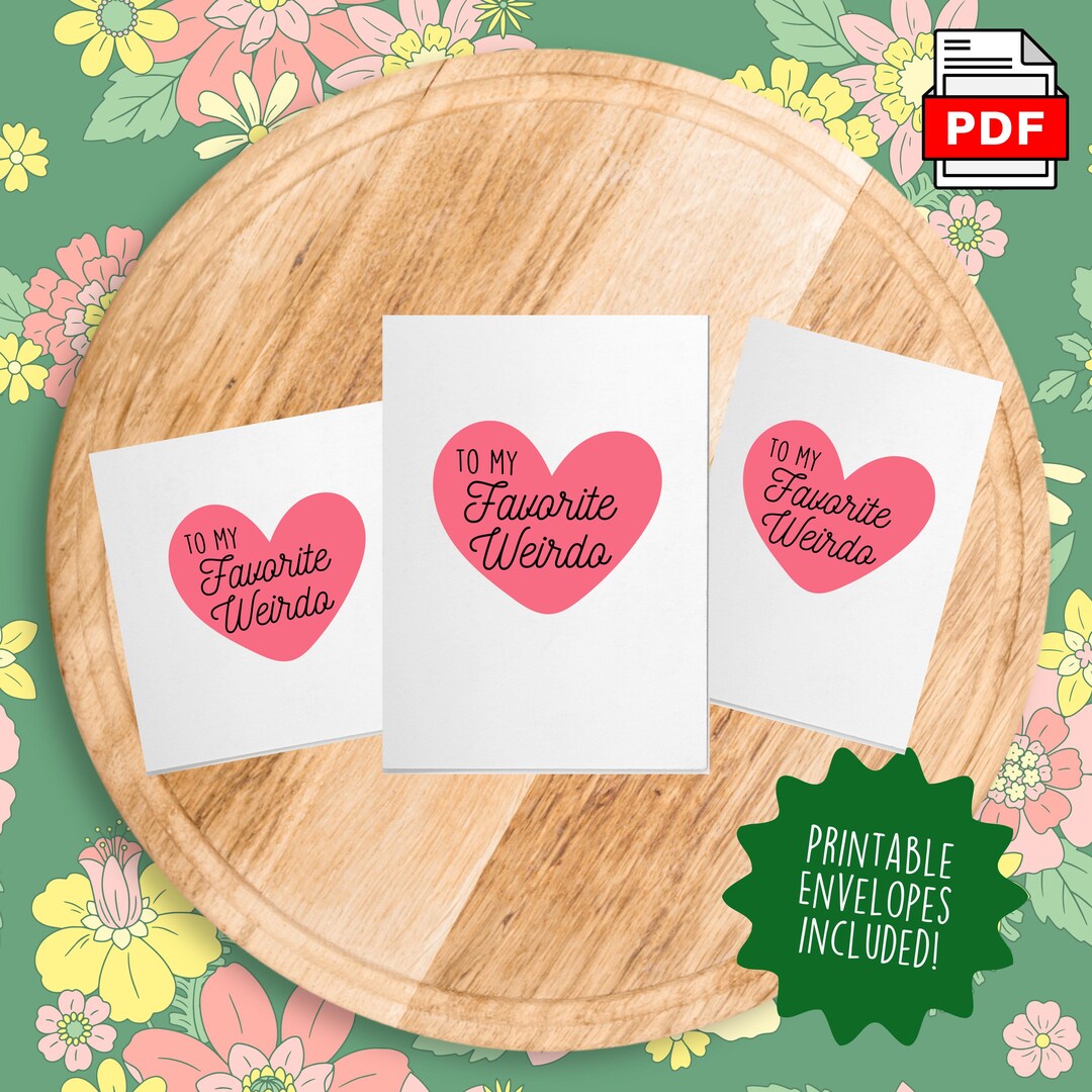 My Favorite Weirdo Love Printable Card, DIGITAL PDF, Funny Valentine's ...