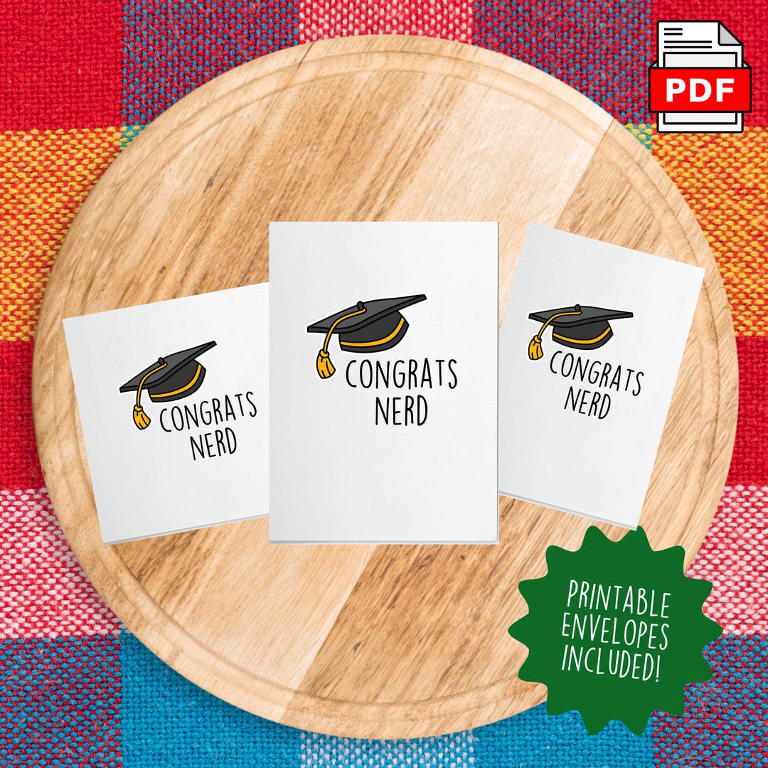 Congrats Nerd Printable Card, DIGITAL PDF, Printable Graduation Card ...