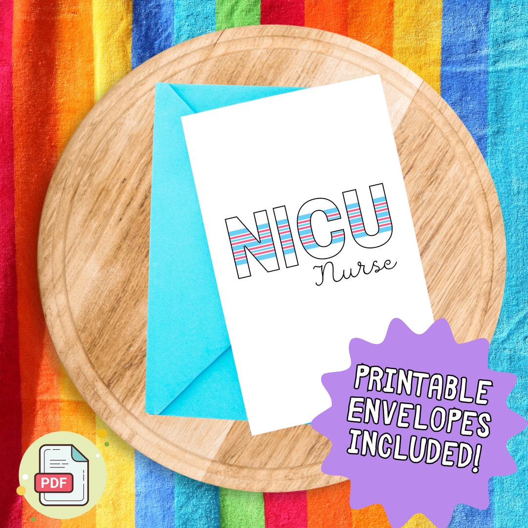 NICU Nurse Printable Card, DIGITAL PDF, Neonatal I.C.U. Card, Newborn ...