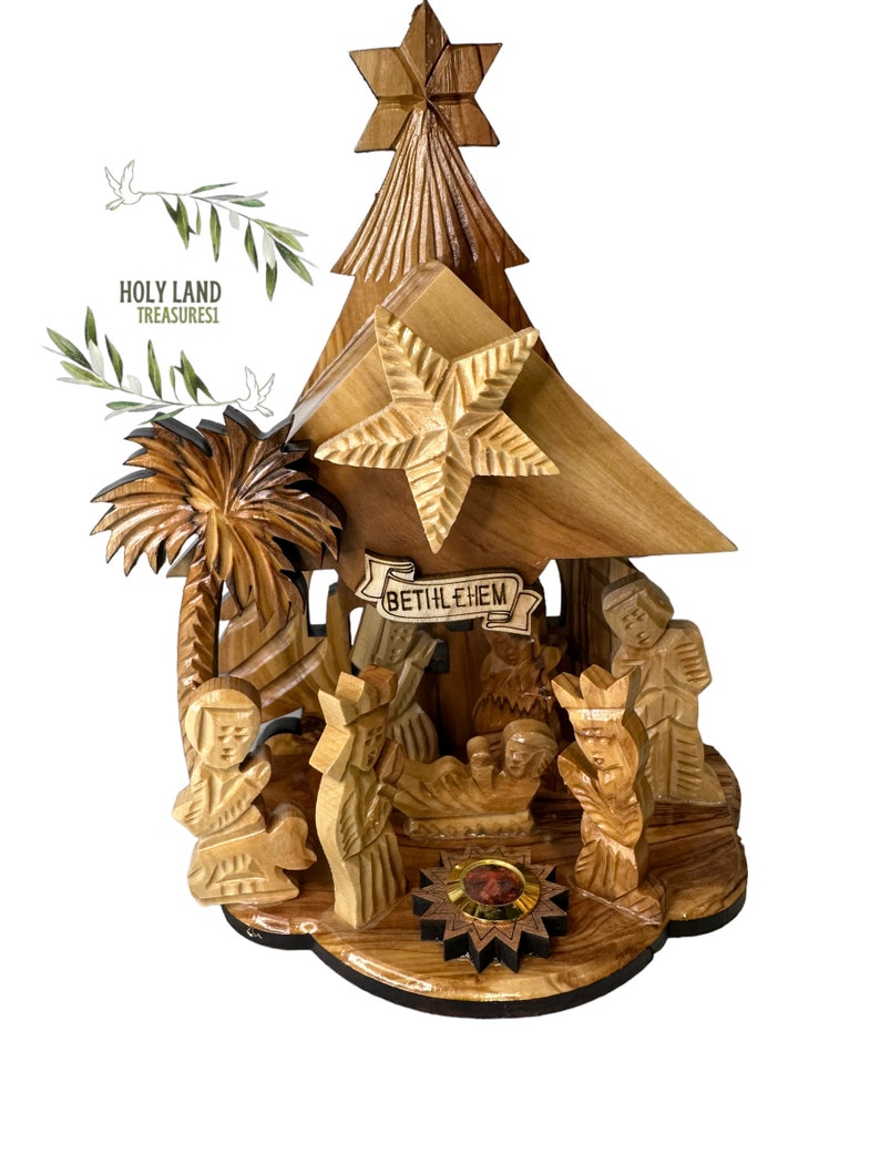 Musical Olive Wood Nativity Set From the Holy Land, Christmas Nativity ...