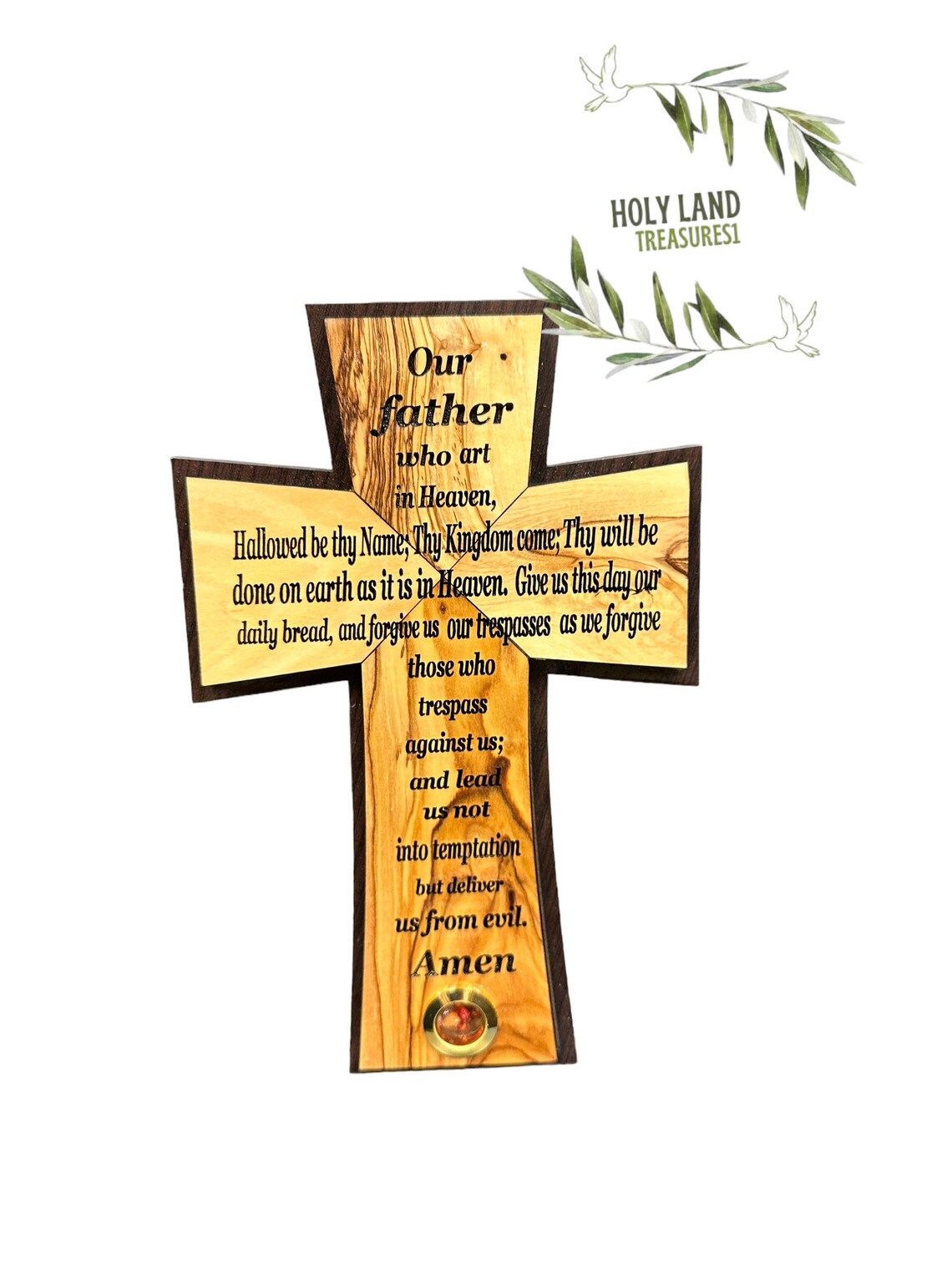 Olive Wood Cross the Lords Prayer Cross Our Father Olive Wood Cross ...