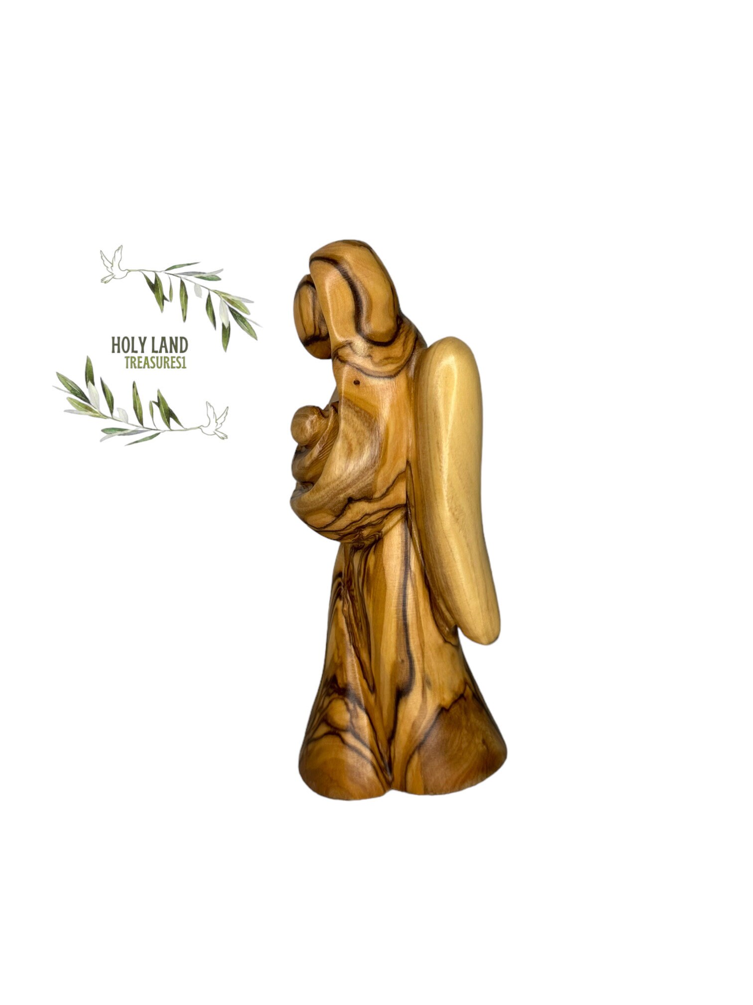 Wooden Gurdian Angel Statue Olive Wood Angel Statue Holding a - Etsy