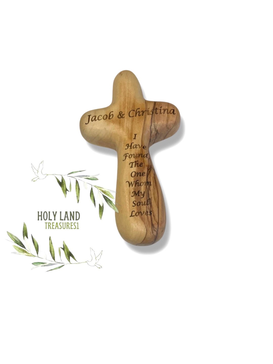 Personalized Olive Wood Comfort Cross: Hand-held Praying Cross - Etsy