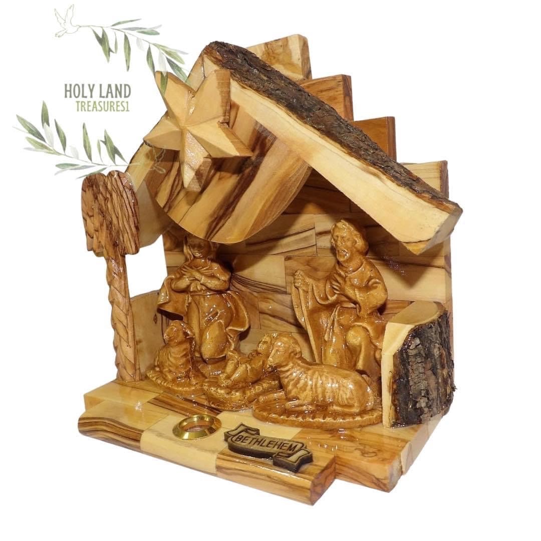 Musical Olive Wood Nativity Set From the Holy Land, Christmas Nativity ...
