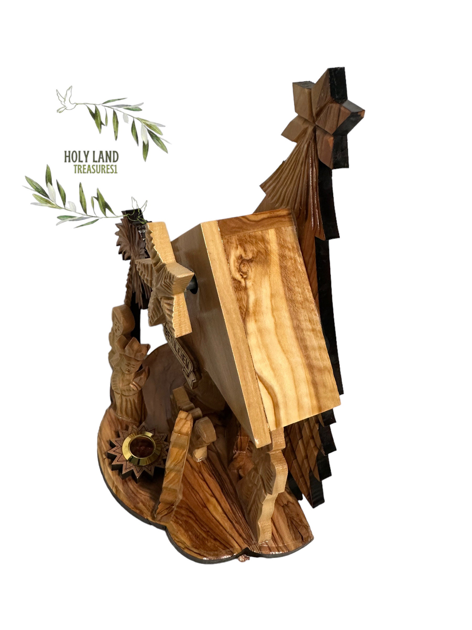 Musical Olive Wood Nativity Set From the Holy Land, Christmas Nativity ...