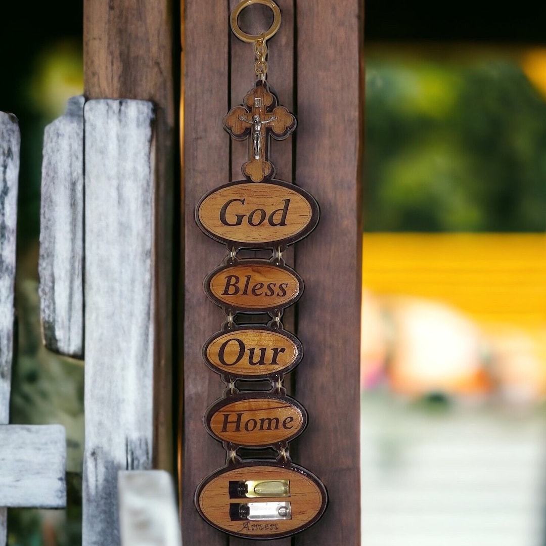 Olive Wood 'god Bless Our Home' Wall Hanging: Holy Land Art - Etsy