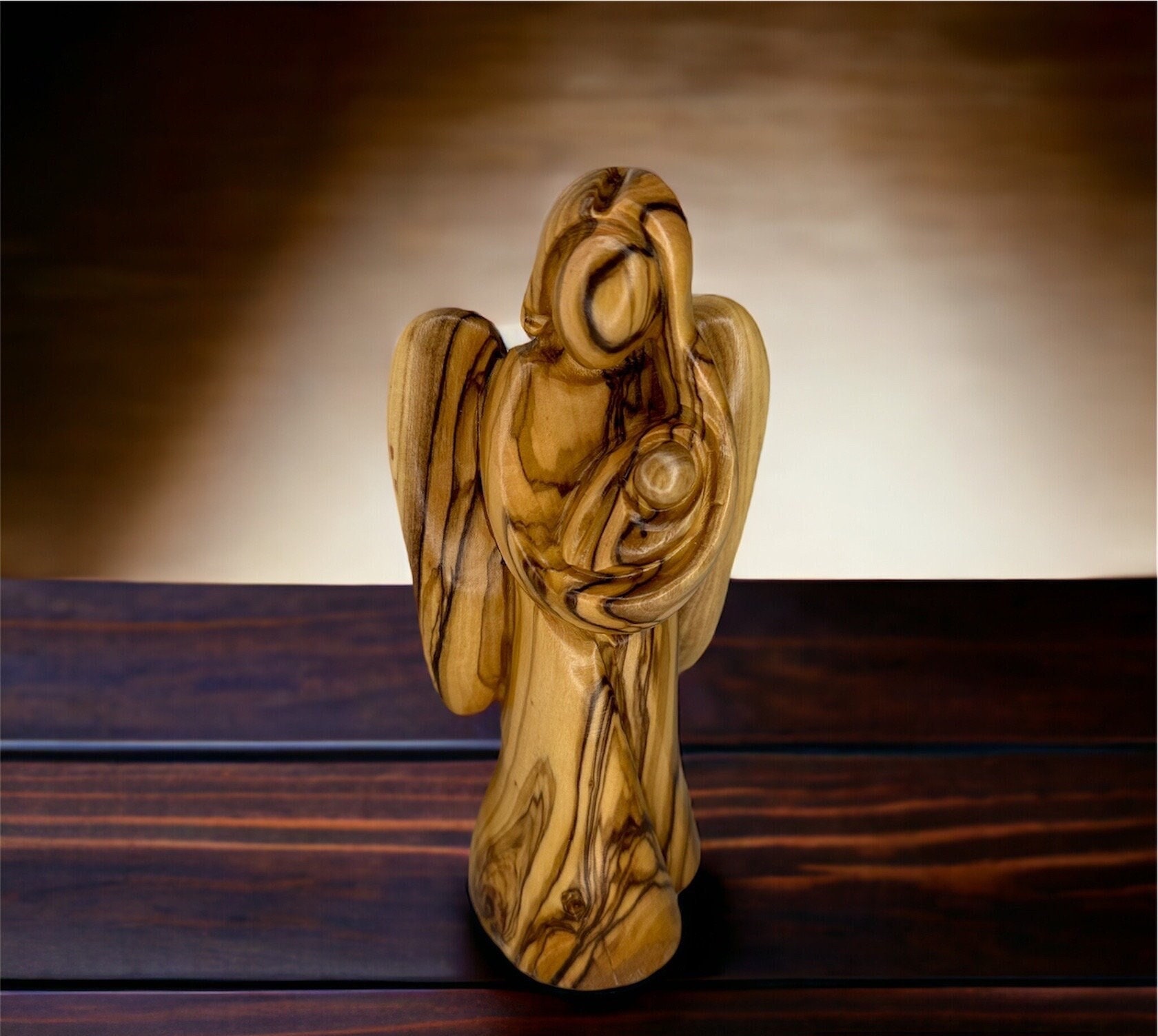 Wooden Gurdian Angel Statue Olive Wood Angel Statue Holding a - Etsy