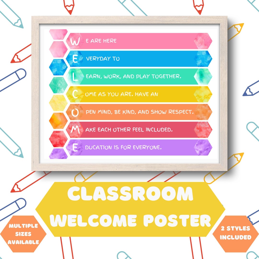 Welcome Poster Classroom Poster Kids Room Decor Welcome Sign Posters ...