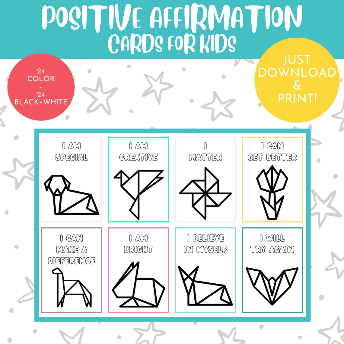 Positive Affirmation Cards for Kids Self Development Confident Building ...