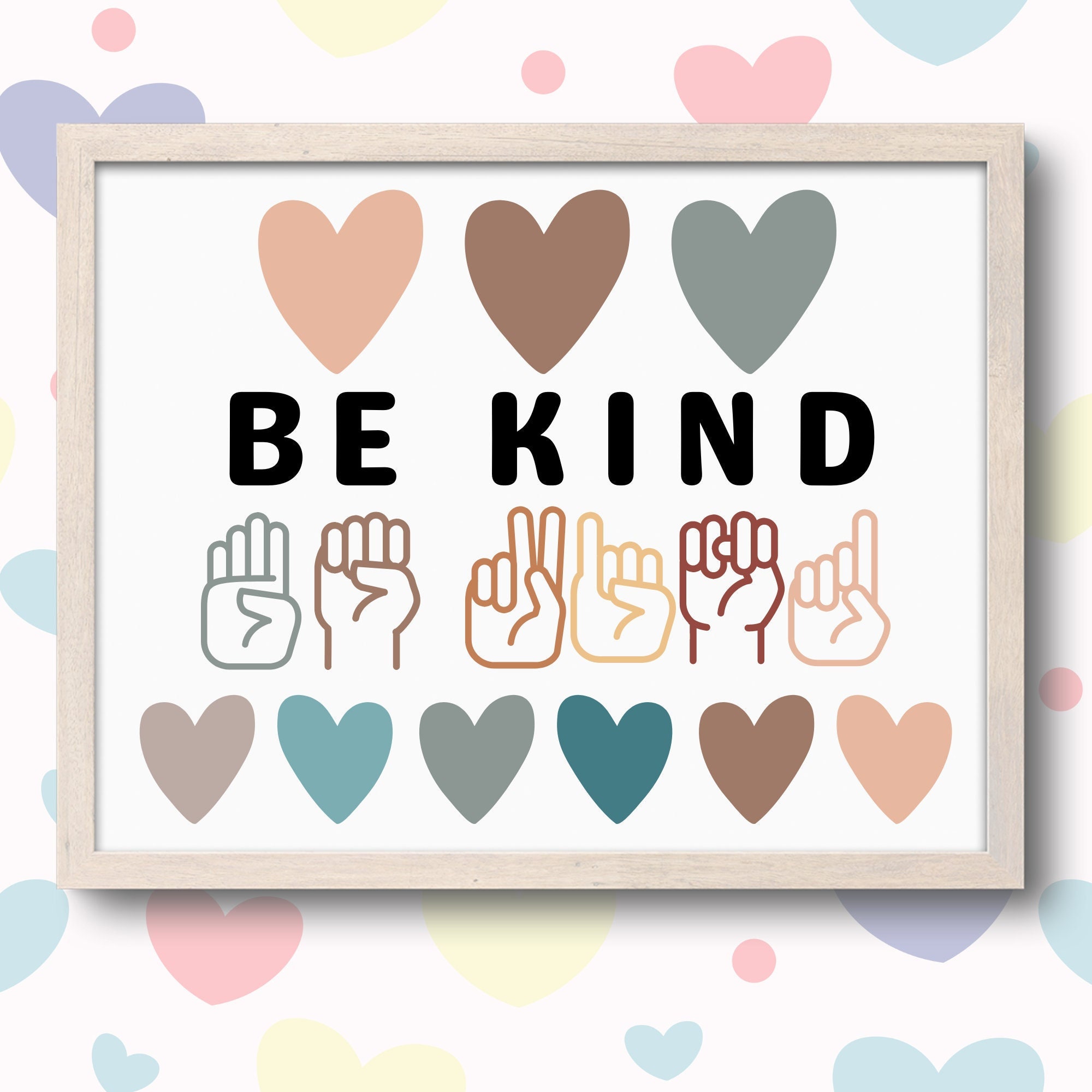 Be Kind Poster American Sign Language Wall Poster ASL Inclusive Print ...
