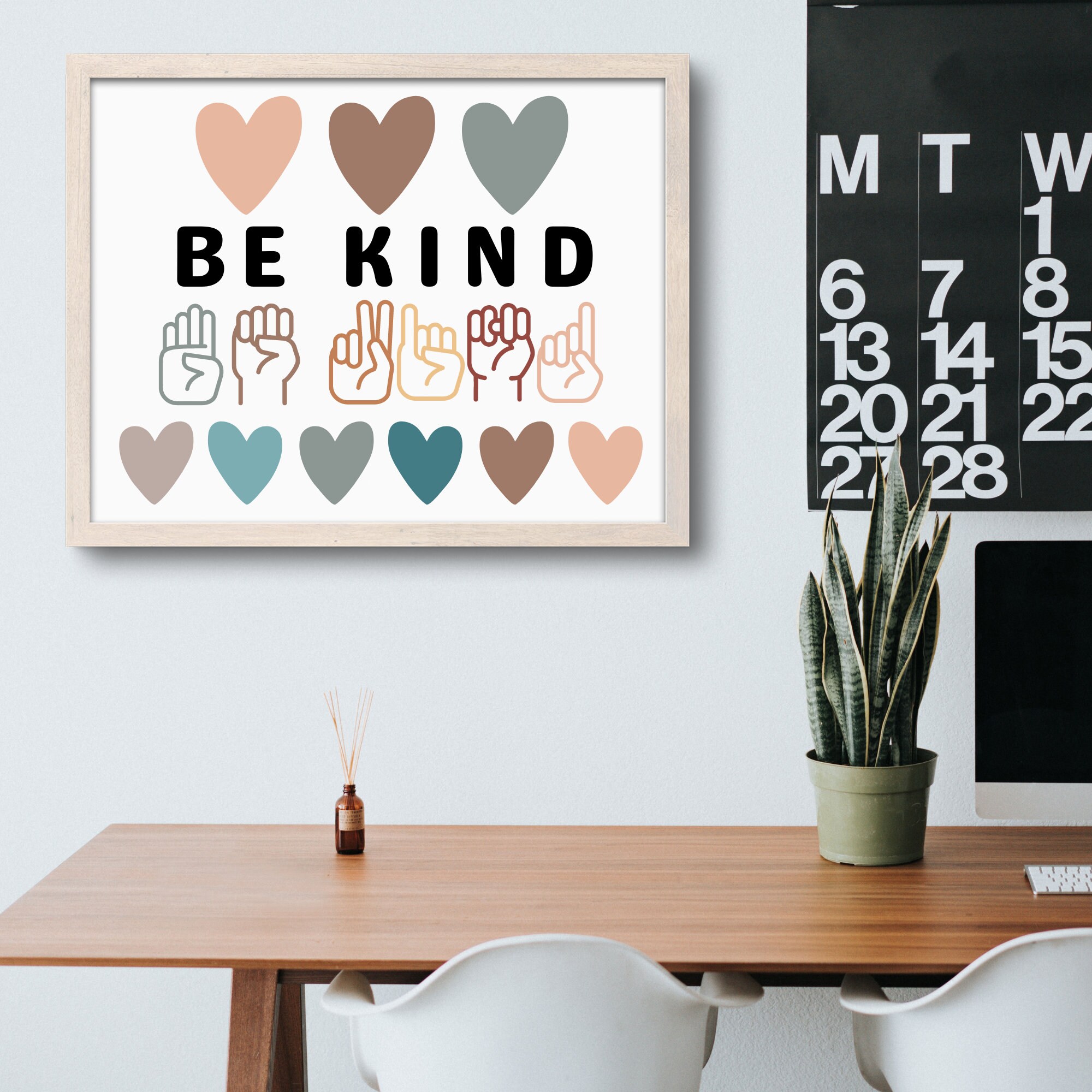 Be Kind Poster American Sign Language Wall Poster ASL Inclusive Print ...
