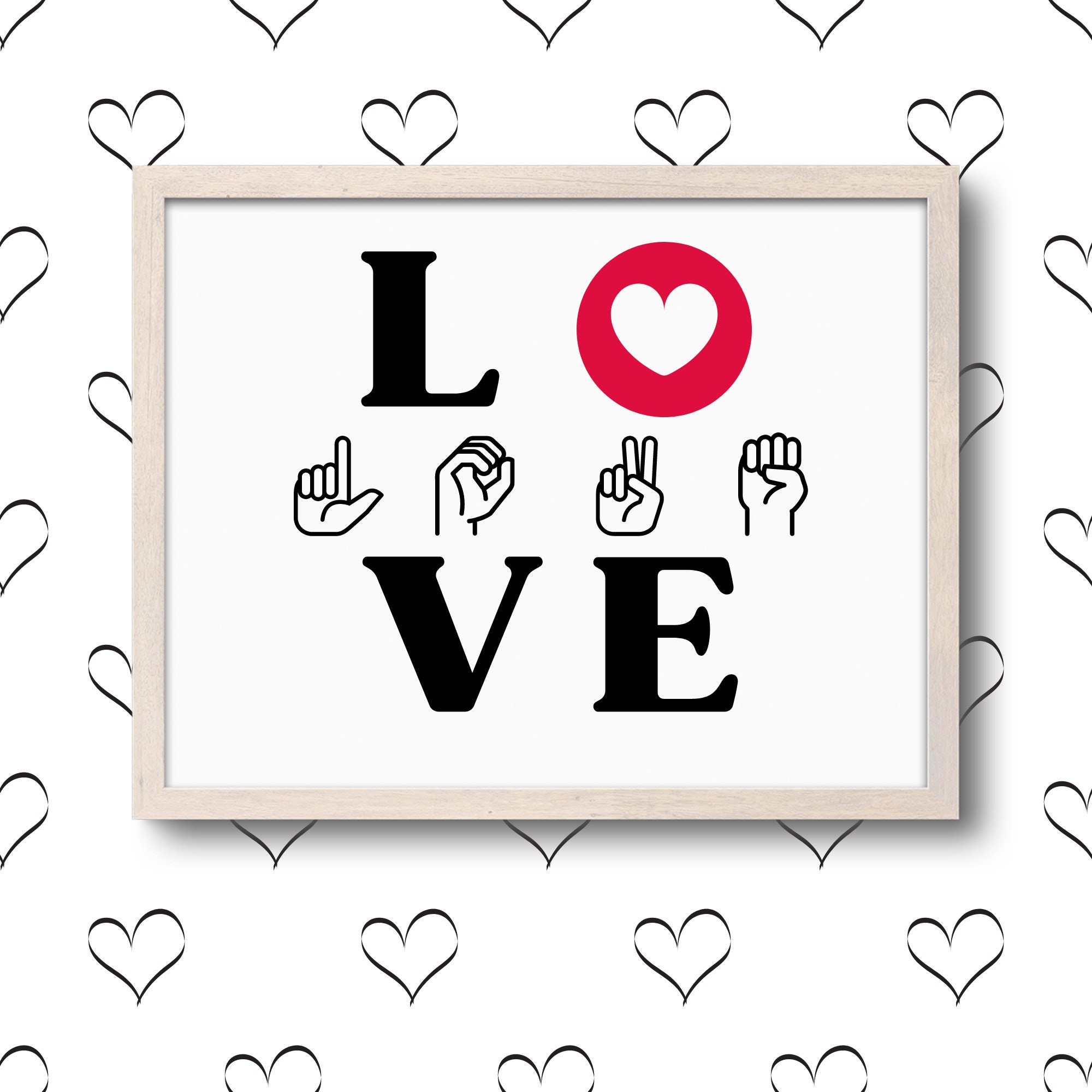LOVE Sign LOVE ASL Poster American Sign Language Wall Poster Love Print ...