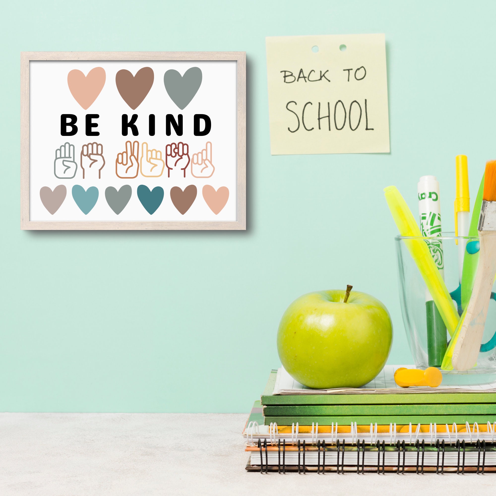 Be Kind Poster American Sign Language Wall Poster ASL Inclusive Print ...