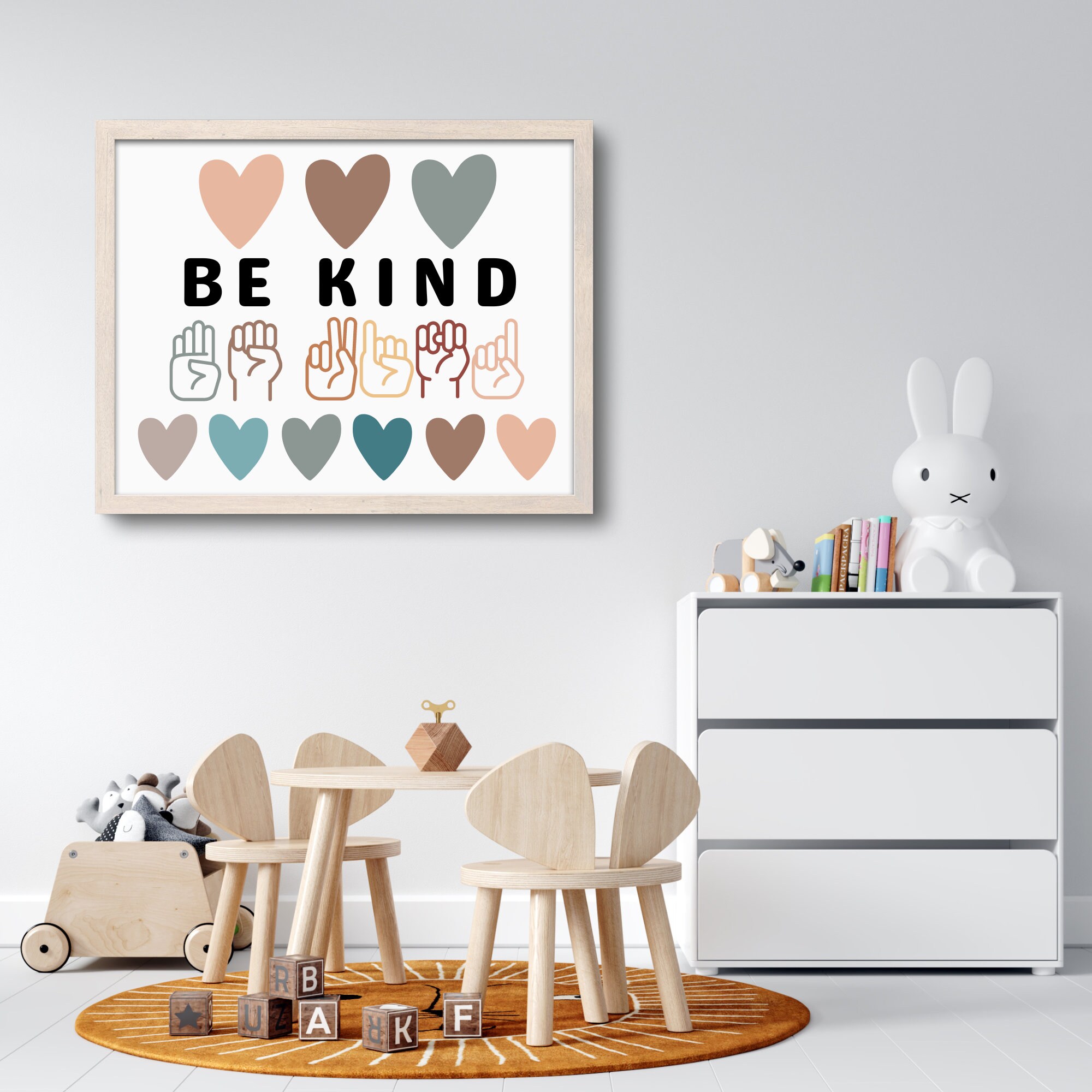 Be Kind Poster American Sign Language Wall Poster ASL Inclusive Print ...
