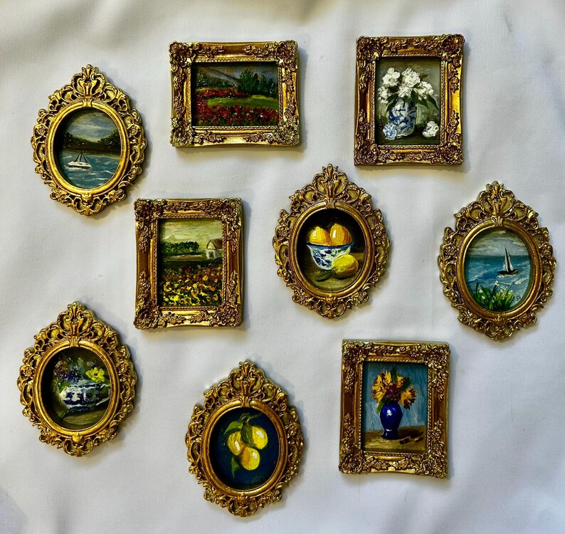 Original Oil Painting Miniature Still Life Fine Art Bowl Lemon Citrus ...