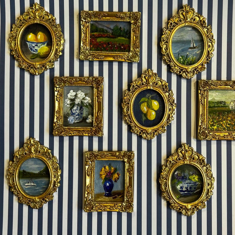 Original Oil Painting Miniature Still Life Fine Art Bowl Lemon Citrus ...