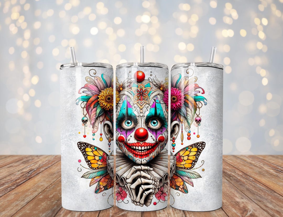 Halloween Creepy Clown Skeleton 20oz Tumbler, for Hot and Cold Drinks ...