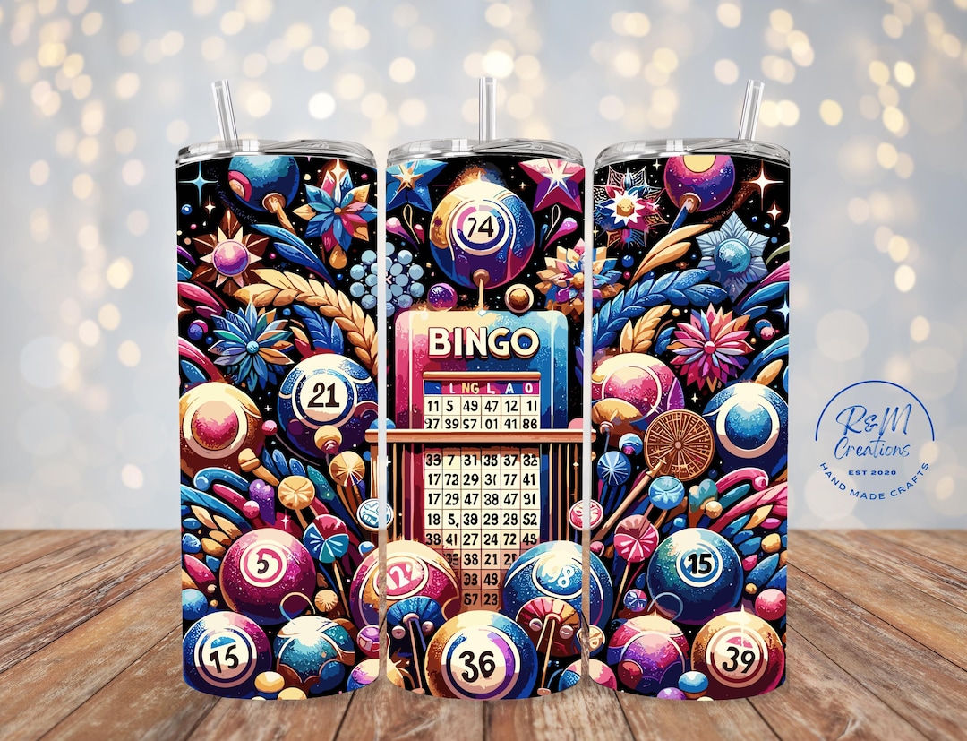 BINGO 20oz Tumbler, Bingo Game, BINGO Skinny Tumbler, Colorful Bingo ...