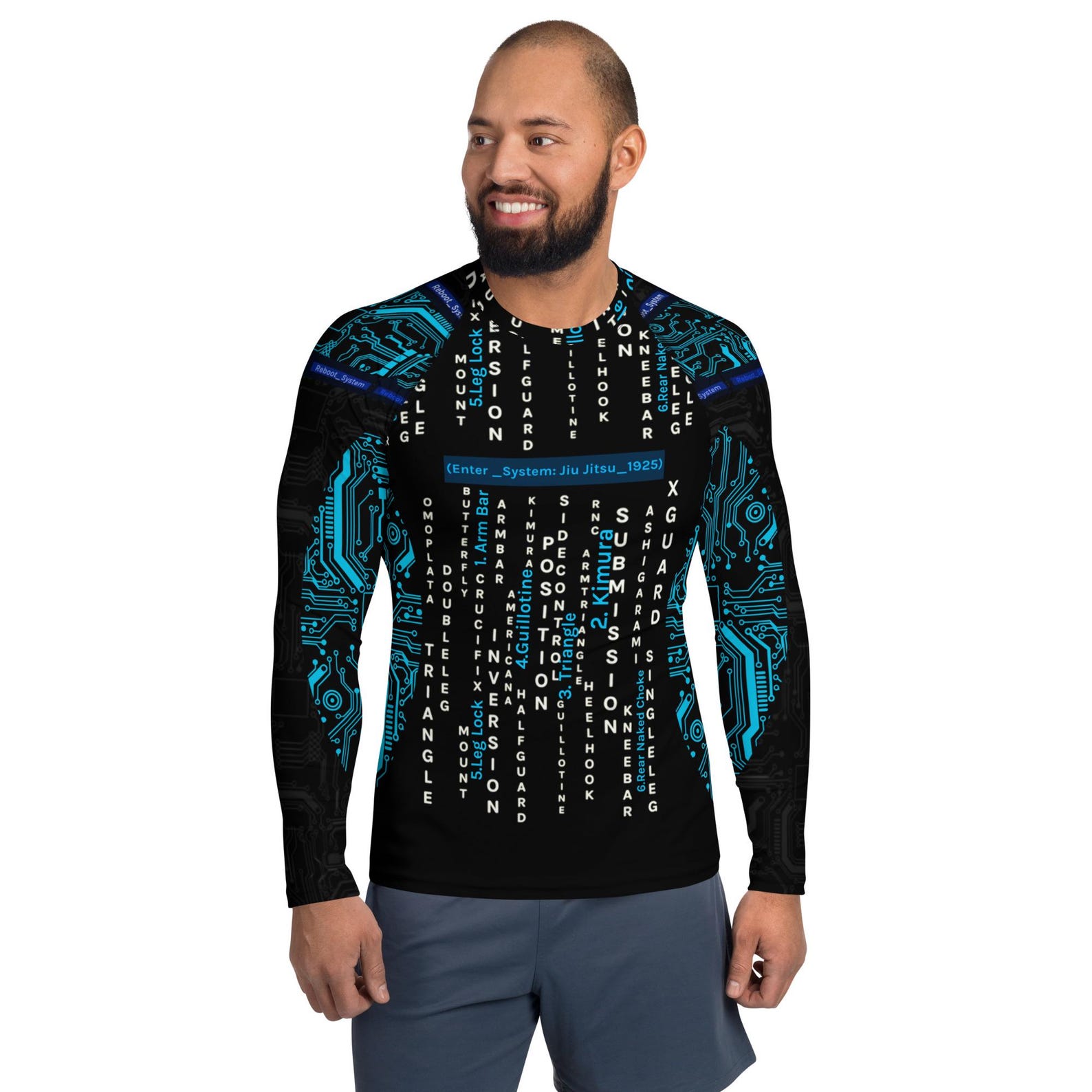 Men's Jiu Jitsu Rash Guard Matrix Blue - Etsy