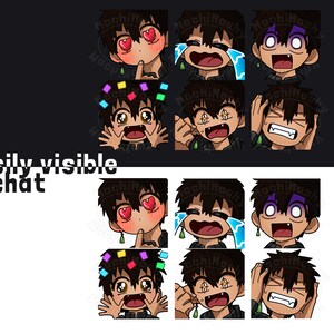 Brown Haired Boy Twitch Emote Pack 6, Twitch Emotes, Twitch Stream, Boy ...