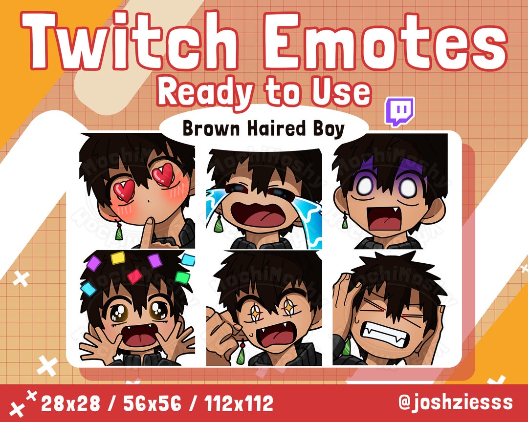 Brown Haired Boy Twitch Emote Pack (6), Twitch Emotes, Twitch Stream ...