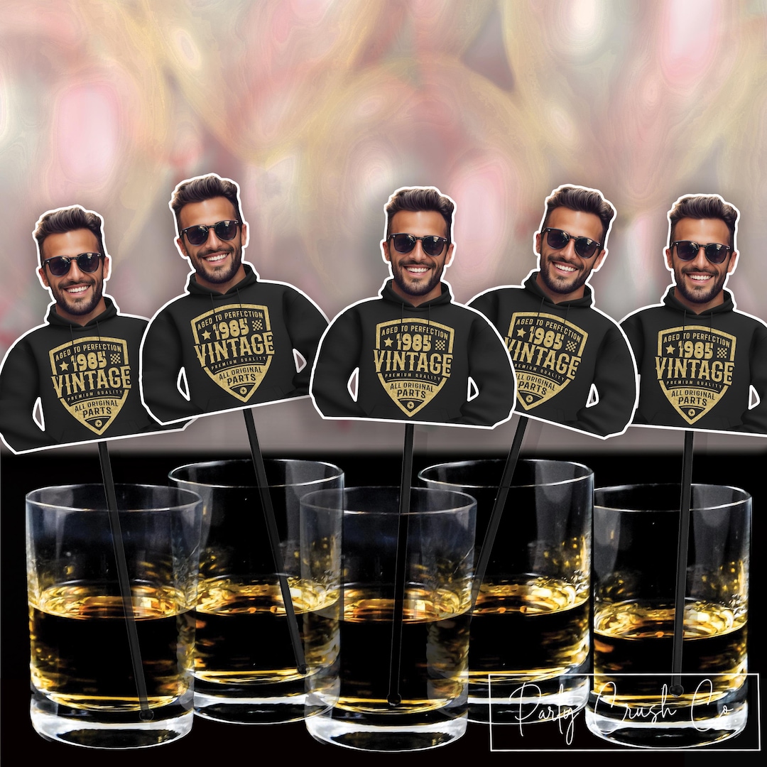 Custom Face Photo Cocktail Drink Stirrer, Aged to Perfection 40th 50th ...